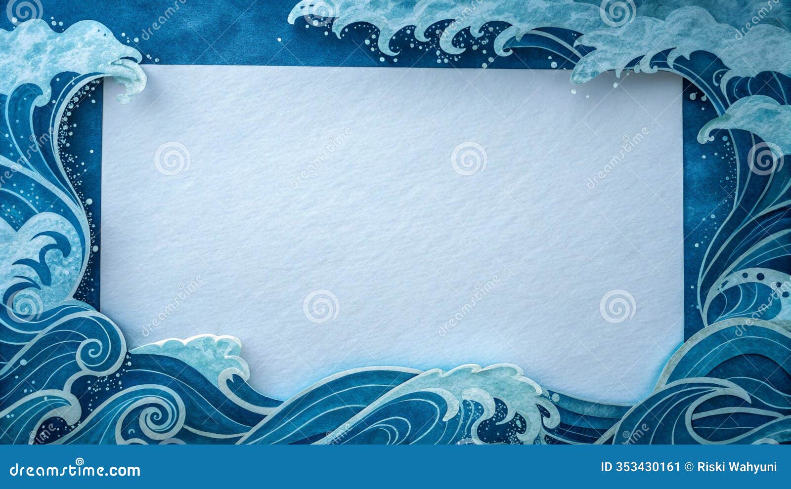 Fluid Abstract Border Design with Paper Texture and Ocean Depths ...