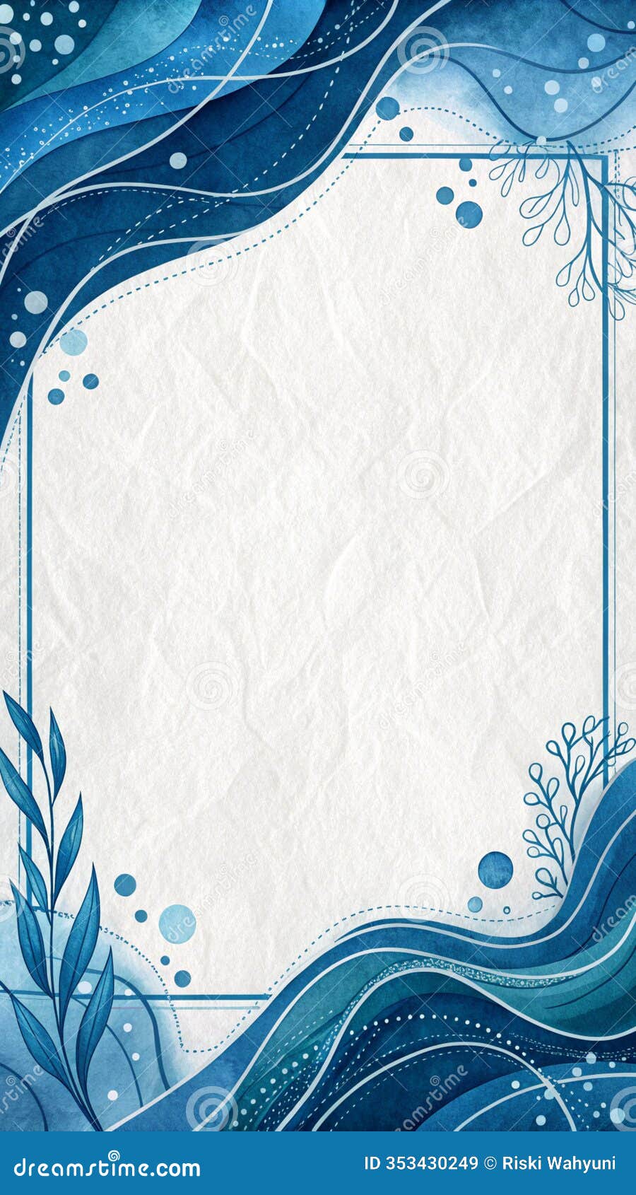 Fluid Abstract Border Design with Paper Texture and Ocean Depths ...