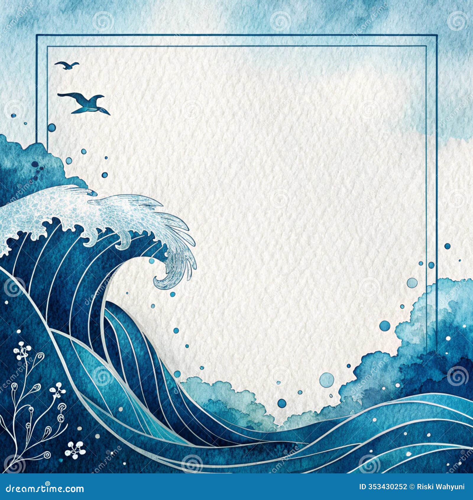 Fluid Abstract Border Design with Paper Texture and Ocean Depths ...