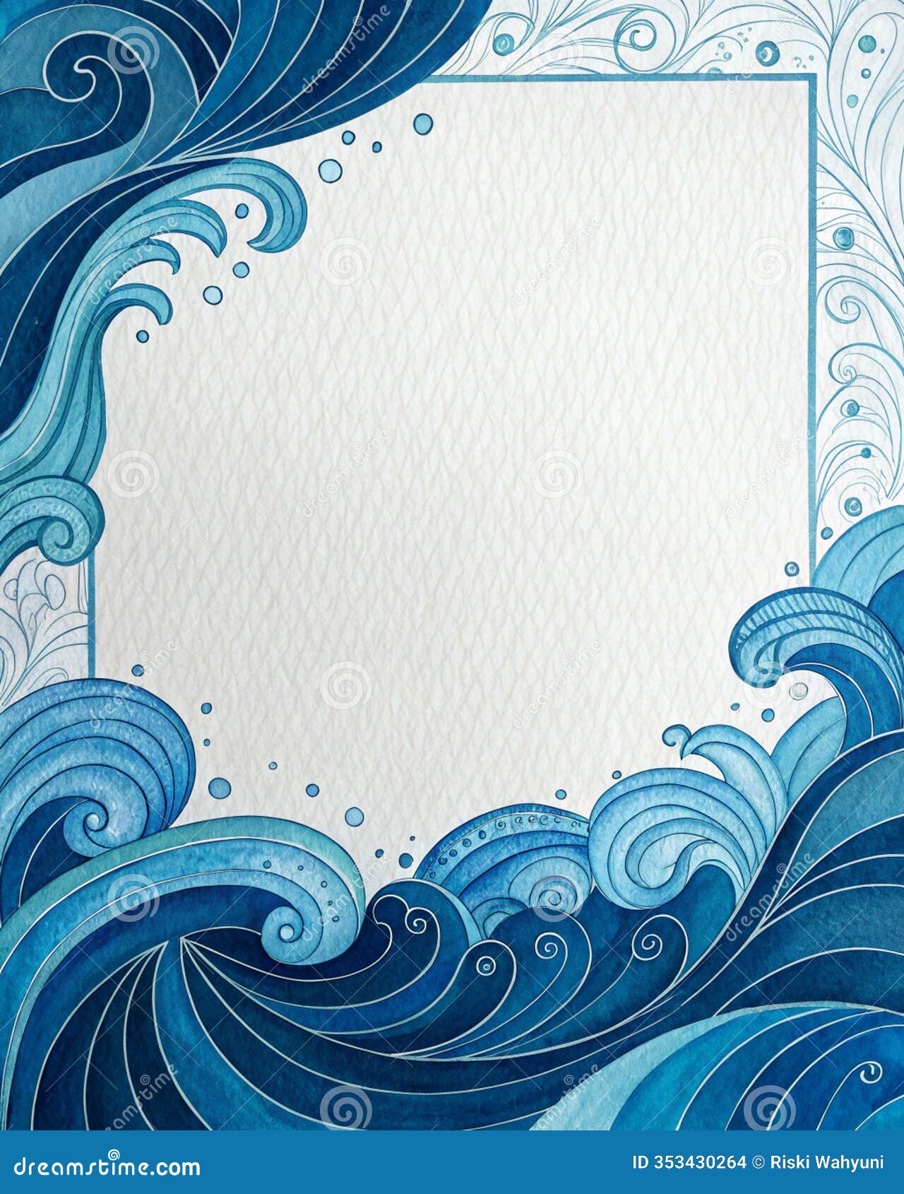 Fluid Abstract Border Design with Paper Texture and Ocean Depths ...