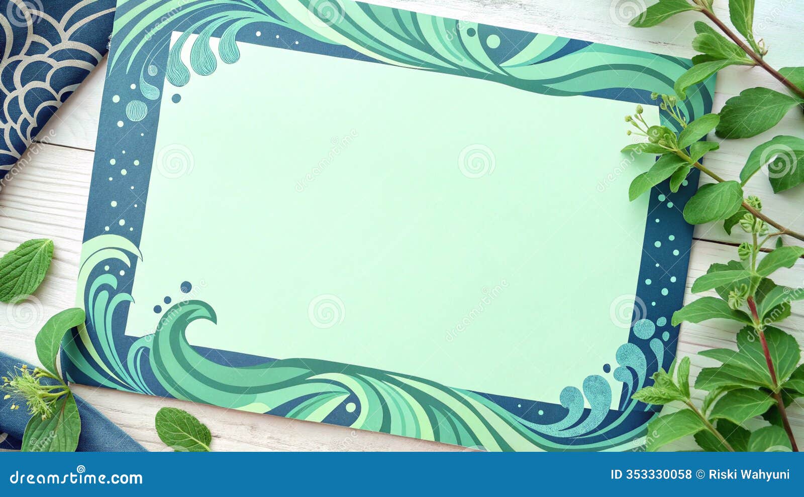 Fluid Abstract Border Design with Paper Texture and Tropical Lagoon Palette Stock Photo - Image ...