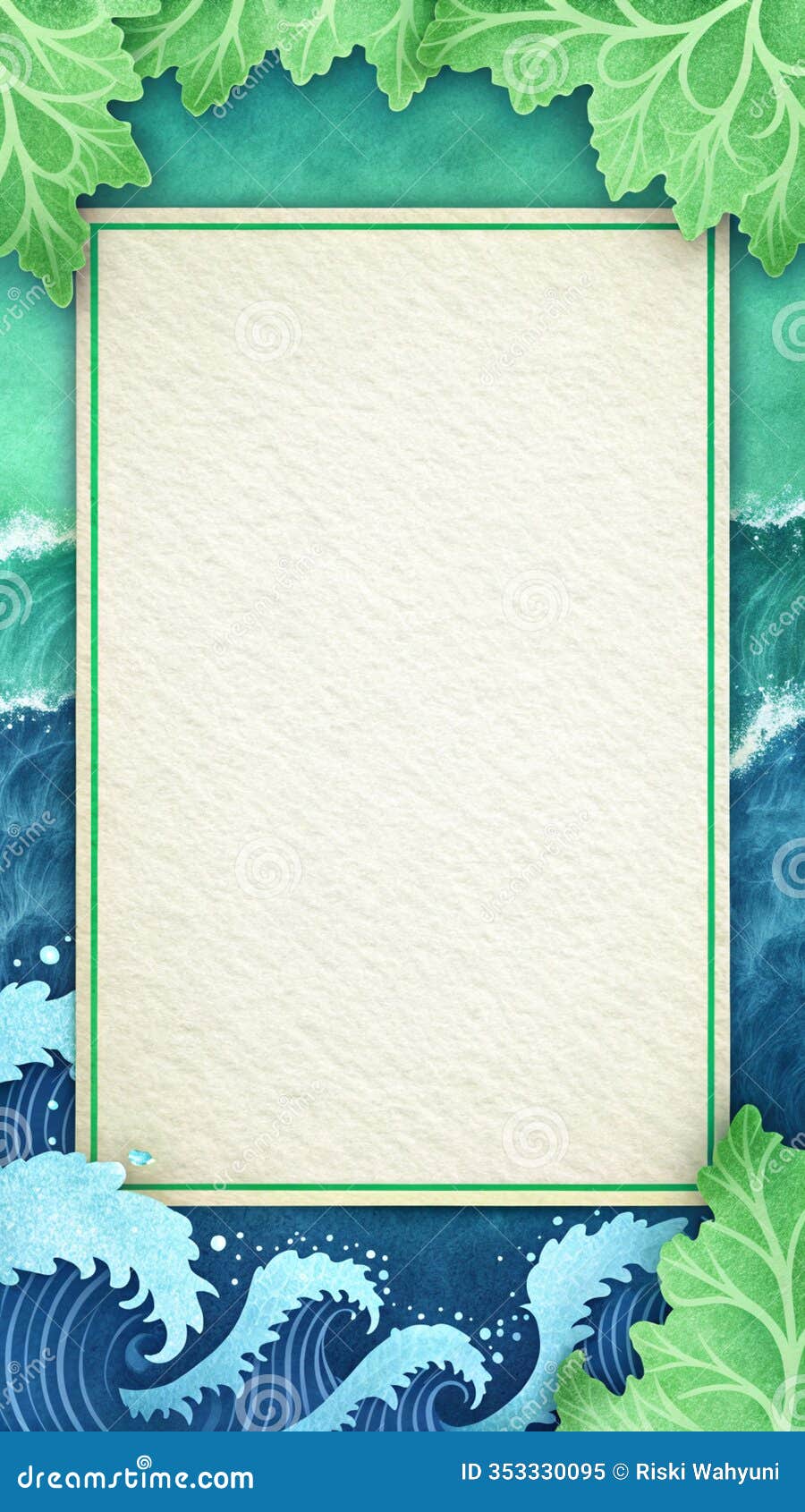 Fluid Abstract Border Design with Paper Texture and Tropical Lagoon Palette Stock Image - Image ...