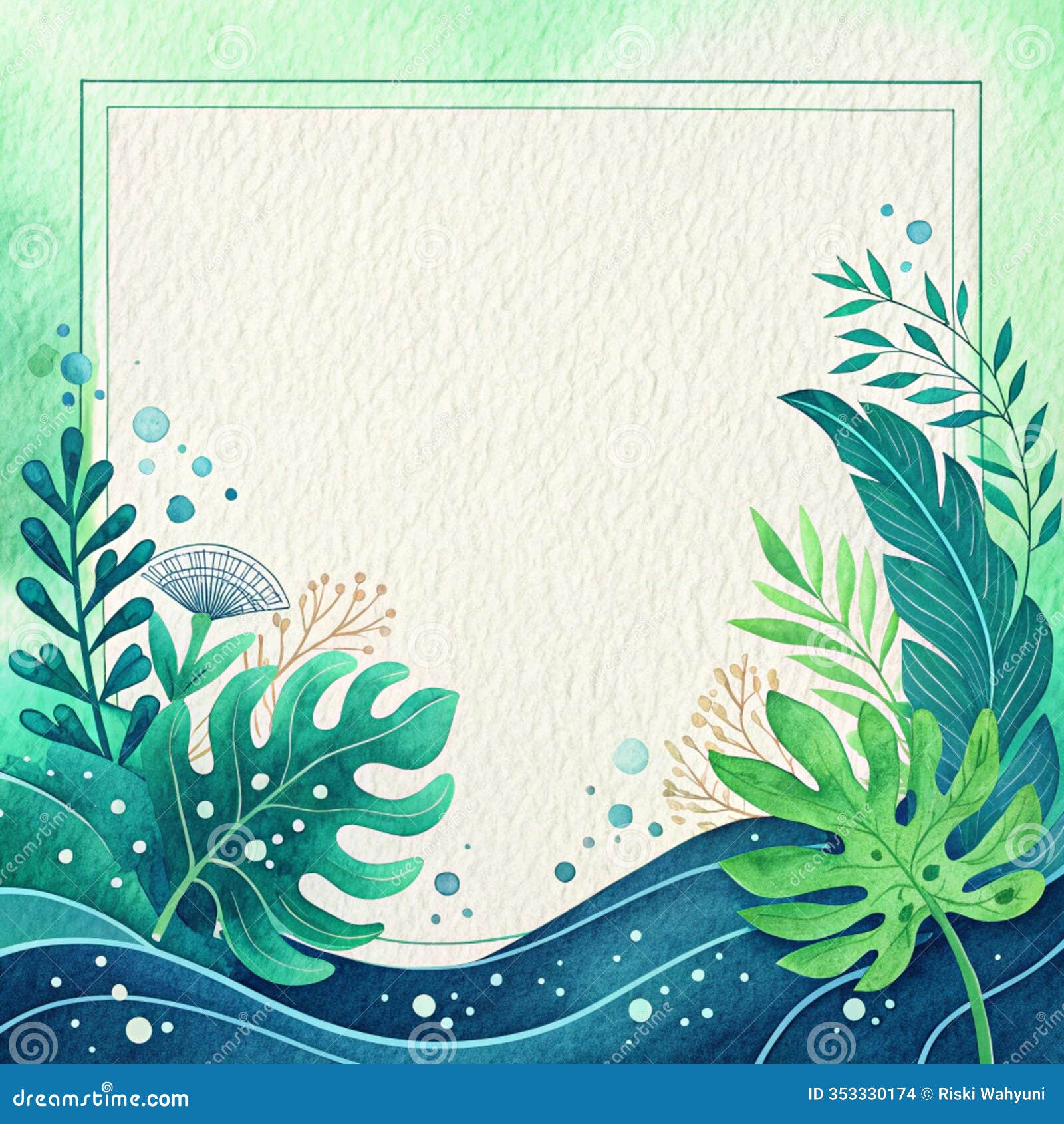 Fluid Abstract Border Design with Paper Texture and Tropical Lagoon Palette Stock Photo - Image ...