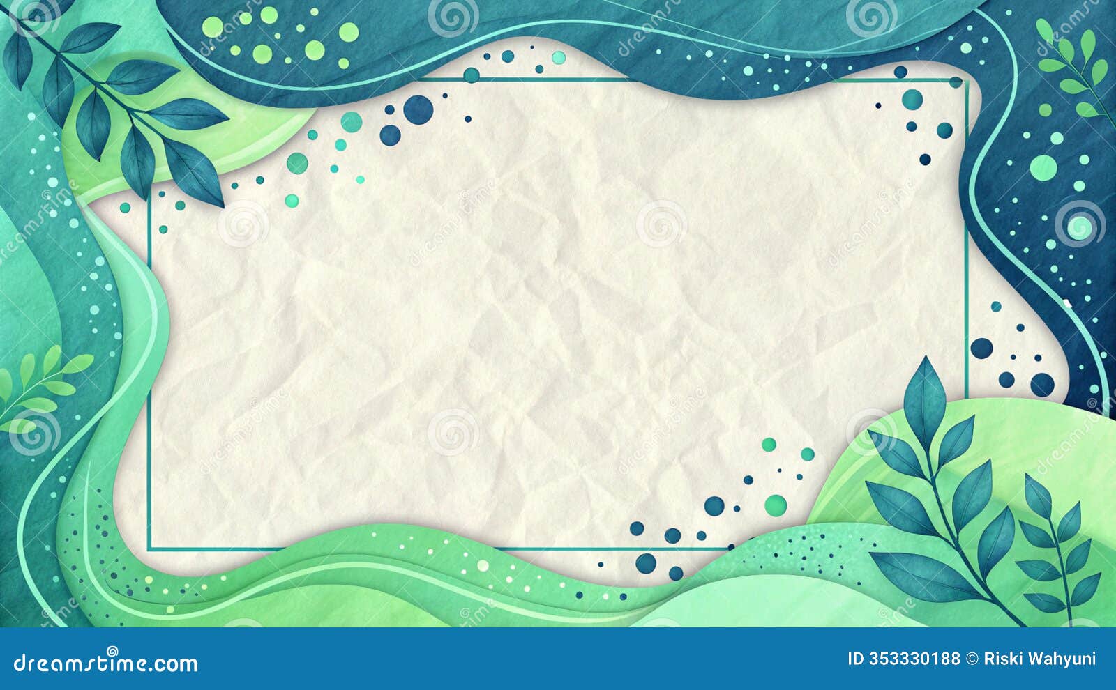 Fluid Abstract Border Design with Paper Texture and Tropical Lagoon ...