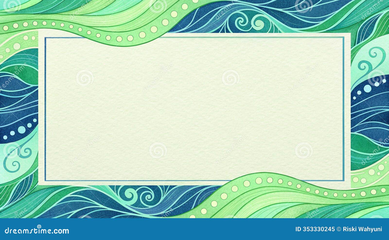 Fluid Abstract Border Design with Paper Texture and Tropical Lagoon ...