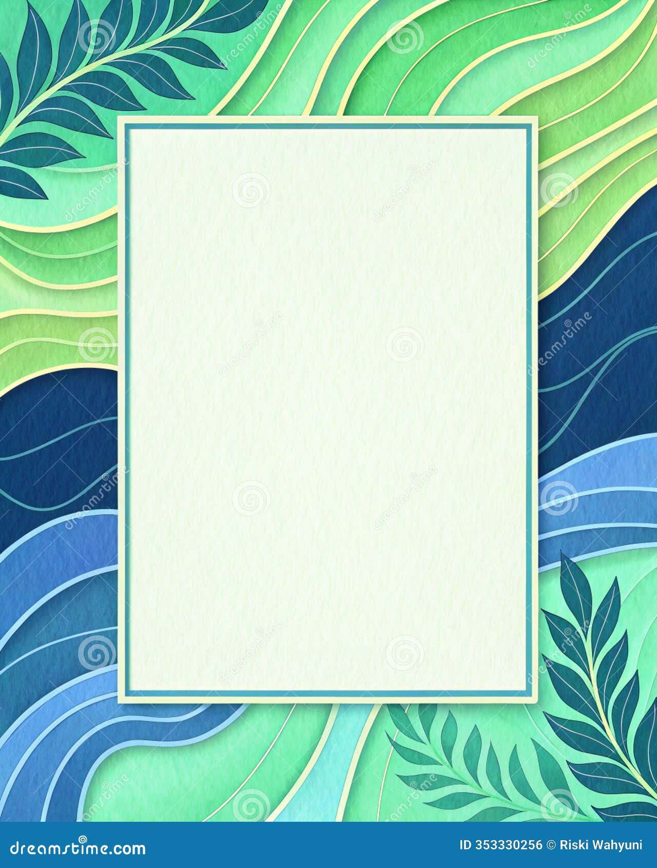Fluid Abstract Border Design with Paper Texture and Tropical Lagoon Palette Stock Photo - Image ...
