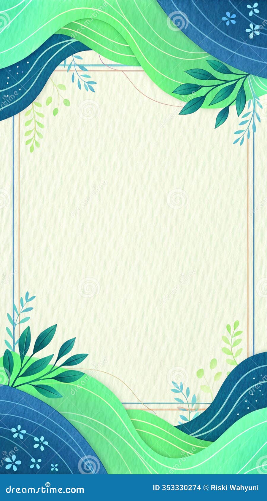 Fluid Abstract Border Design with Paper Texture and Tropical Lagoon Palette Stock Photo - Image ...