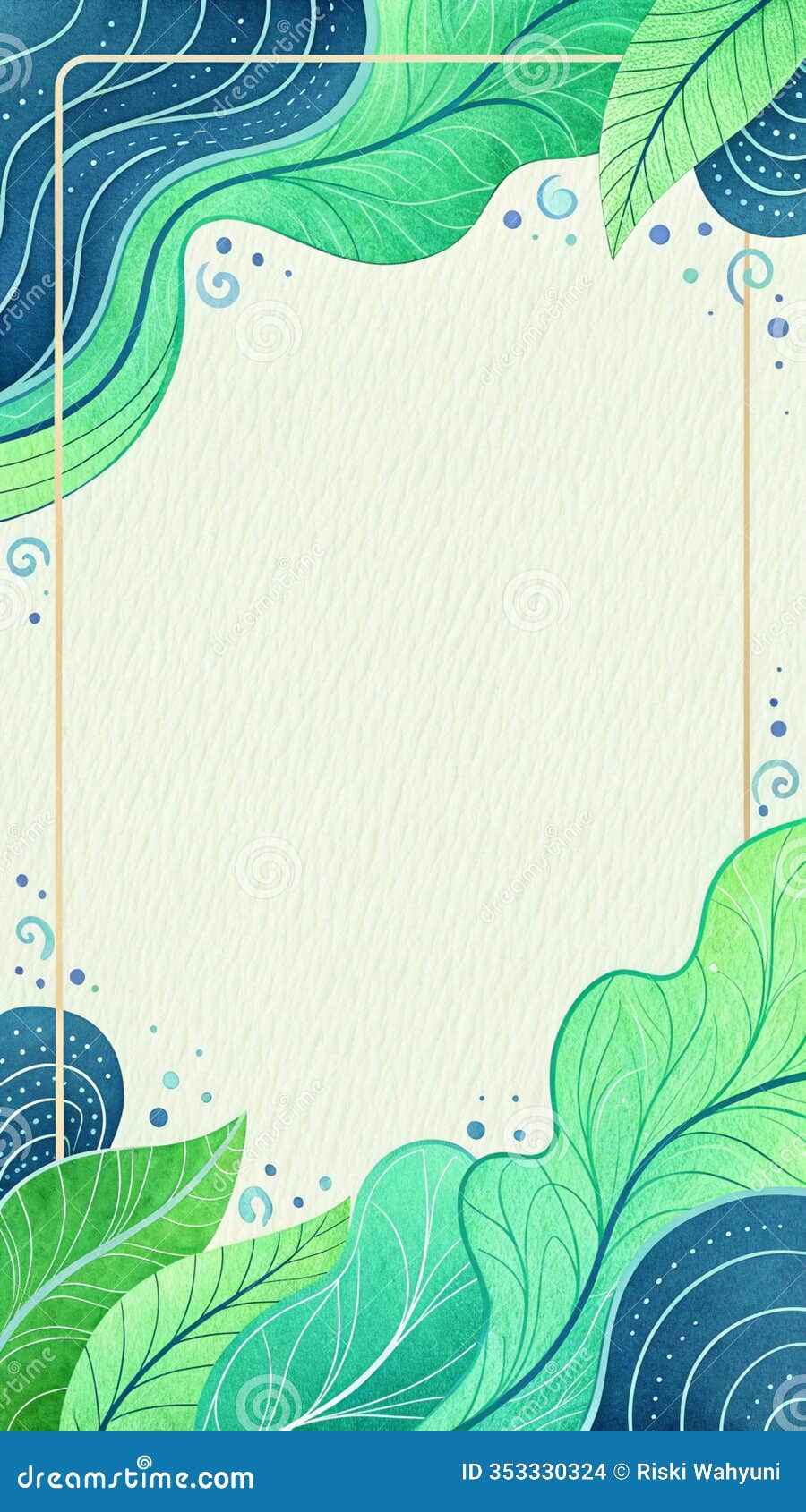 Fluid Abstract Border Design with Paper Texture and Tropical Lagoon ...