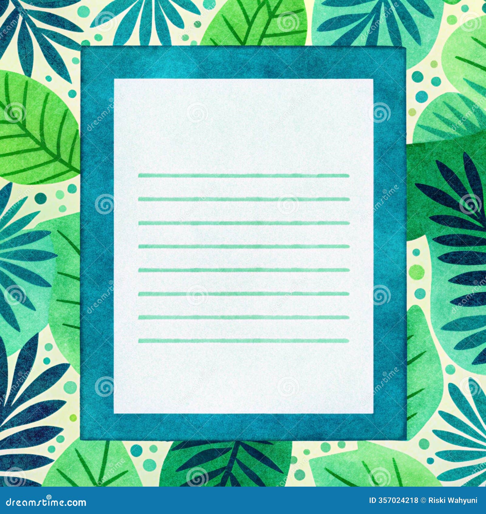 Fluid Abstract Border Design with Paper Texture and Tropical Lagoon Palette Stock Illustration ...