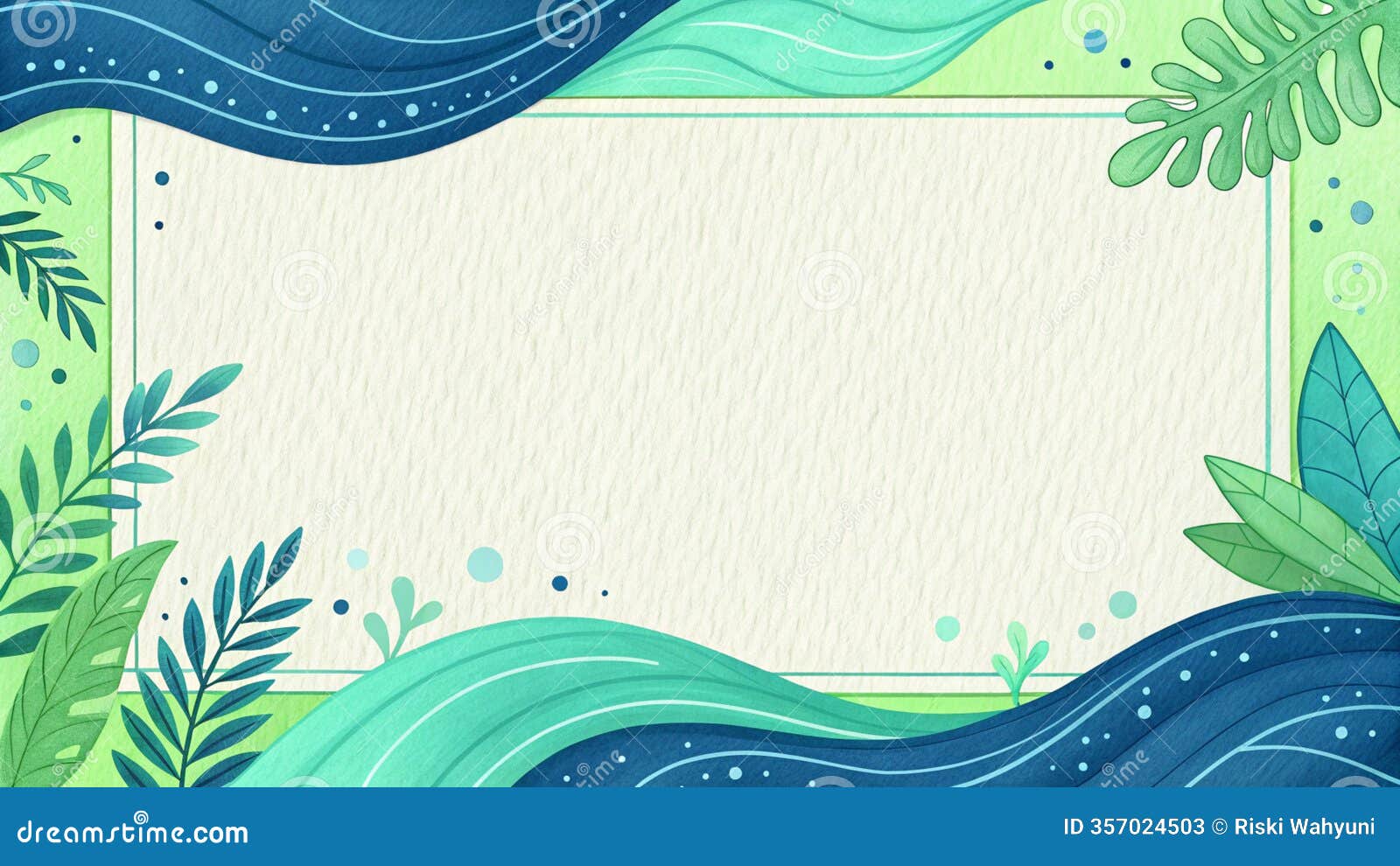 Fluid Abstract Border Design with Paper Texture and Tropical Lagoon Palette Stock Illustration ...