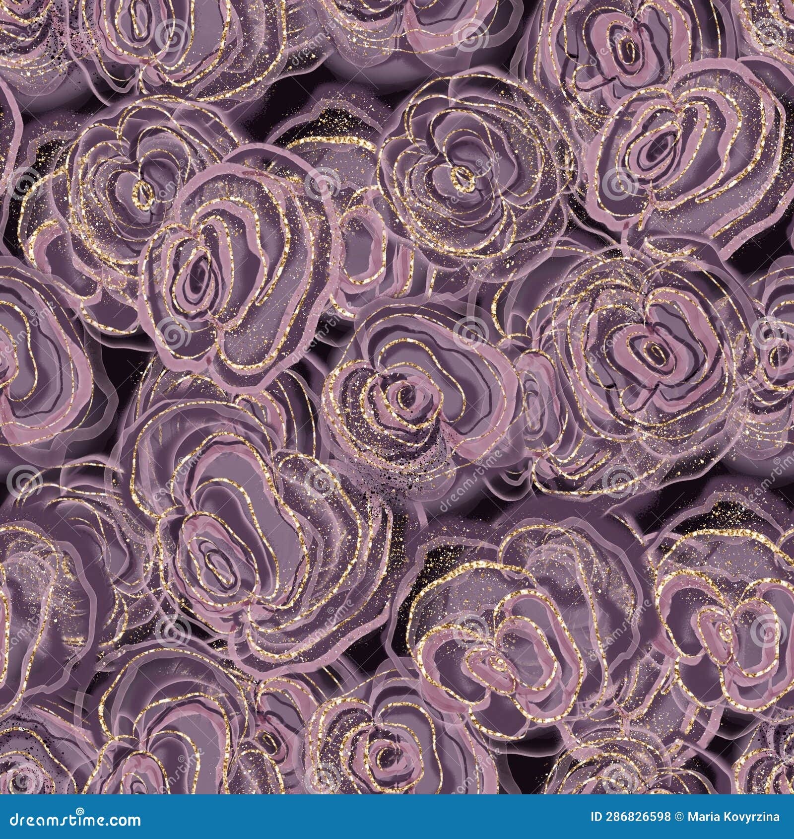 Fluid Abstract Roses Floral Pattern Stock Illustration - Illustration ...