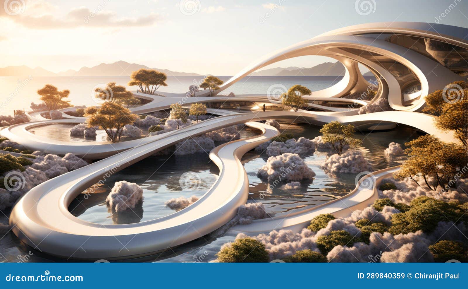 A Fluid Architectural Project Inspired Like Waves in Nature Stock Image ...