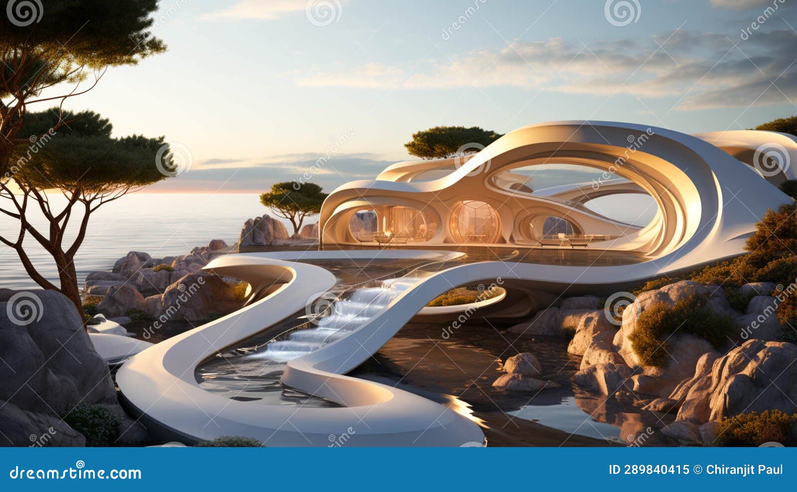 A Fluid Architectural Project Inspired Like Waves in Nature Stock ...