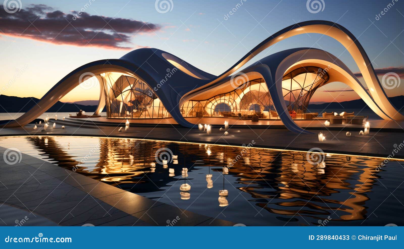 A Fluid Architectural Project Inspired Like Waves in Nature Stock ...