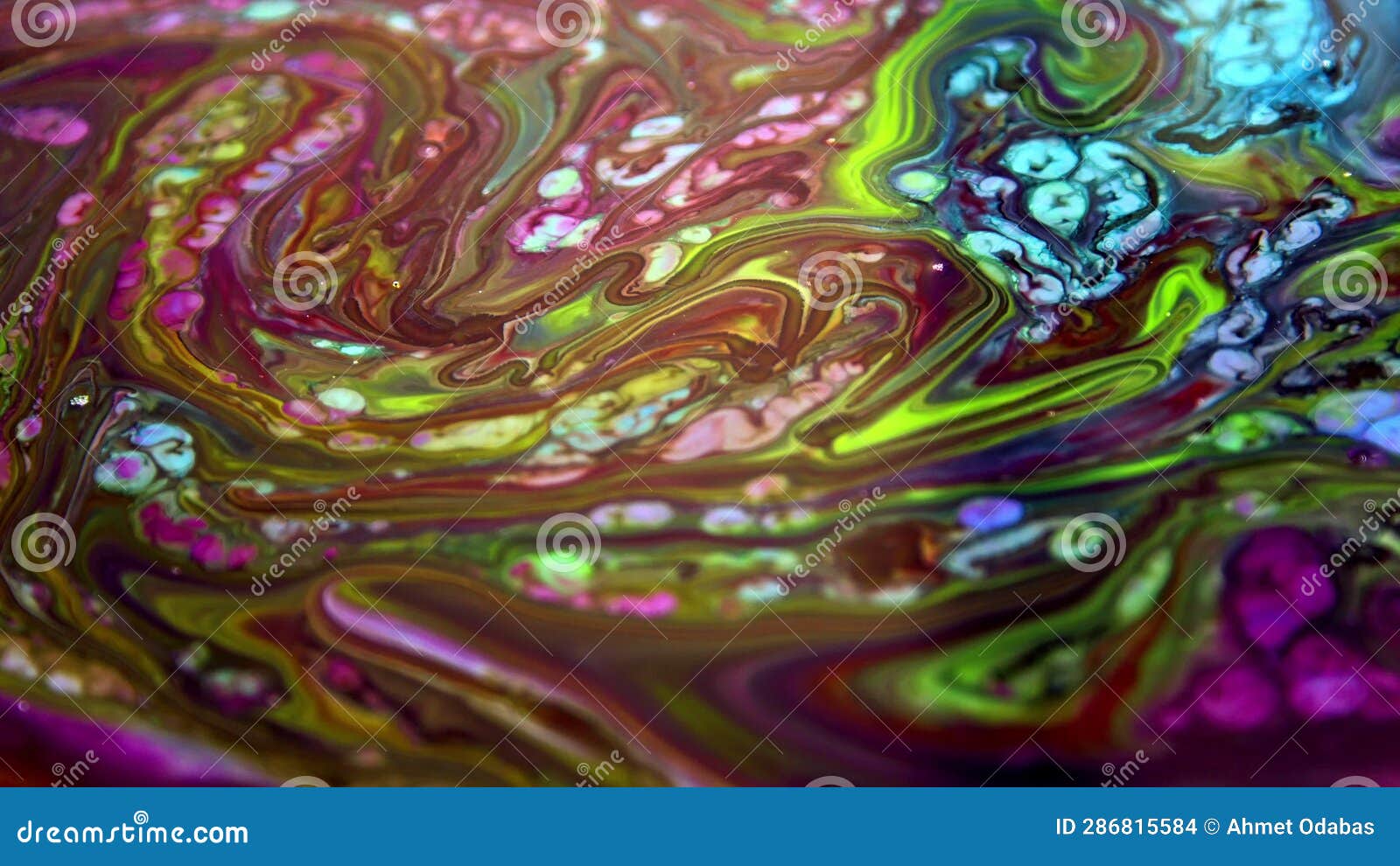 Abstract Background with Psychedelic Painting in Vivid Liquid Colors ...