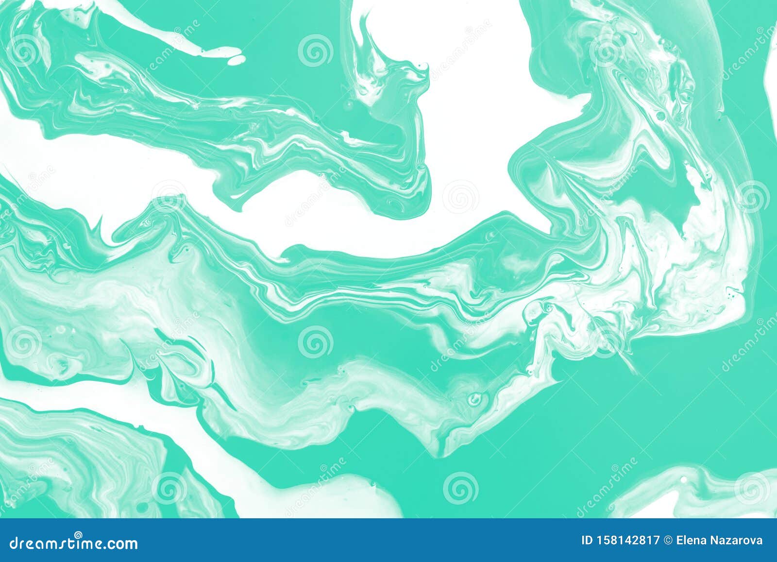 Fluid Art. White Winding Waves on Mint Background Stock Image - Image ...