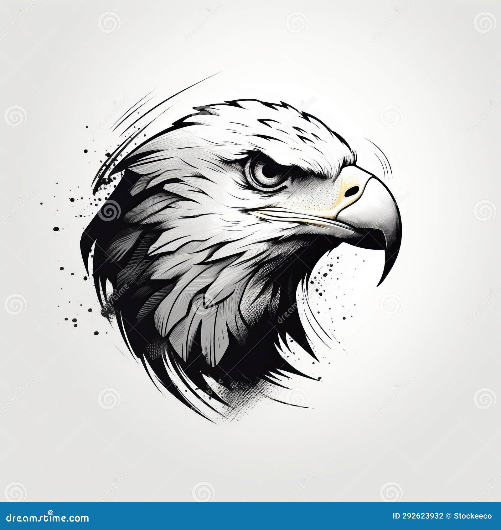 Fluid Brushwork Eagle Head Illustration: Emotion Over Realism Stock ...