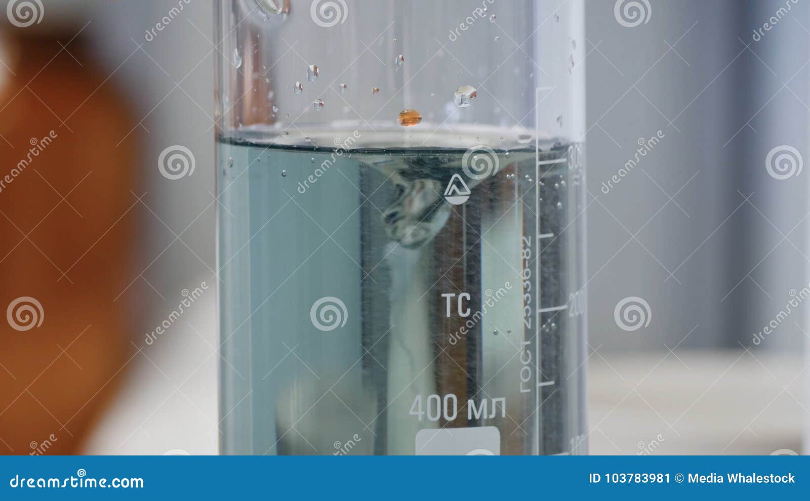 Fluid Changes Color after Mixing. Close-up of Colorful Flask in Which ...