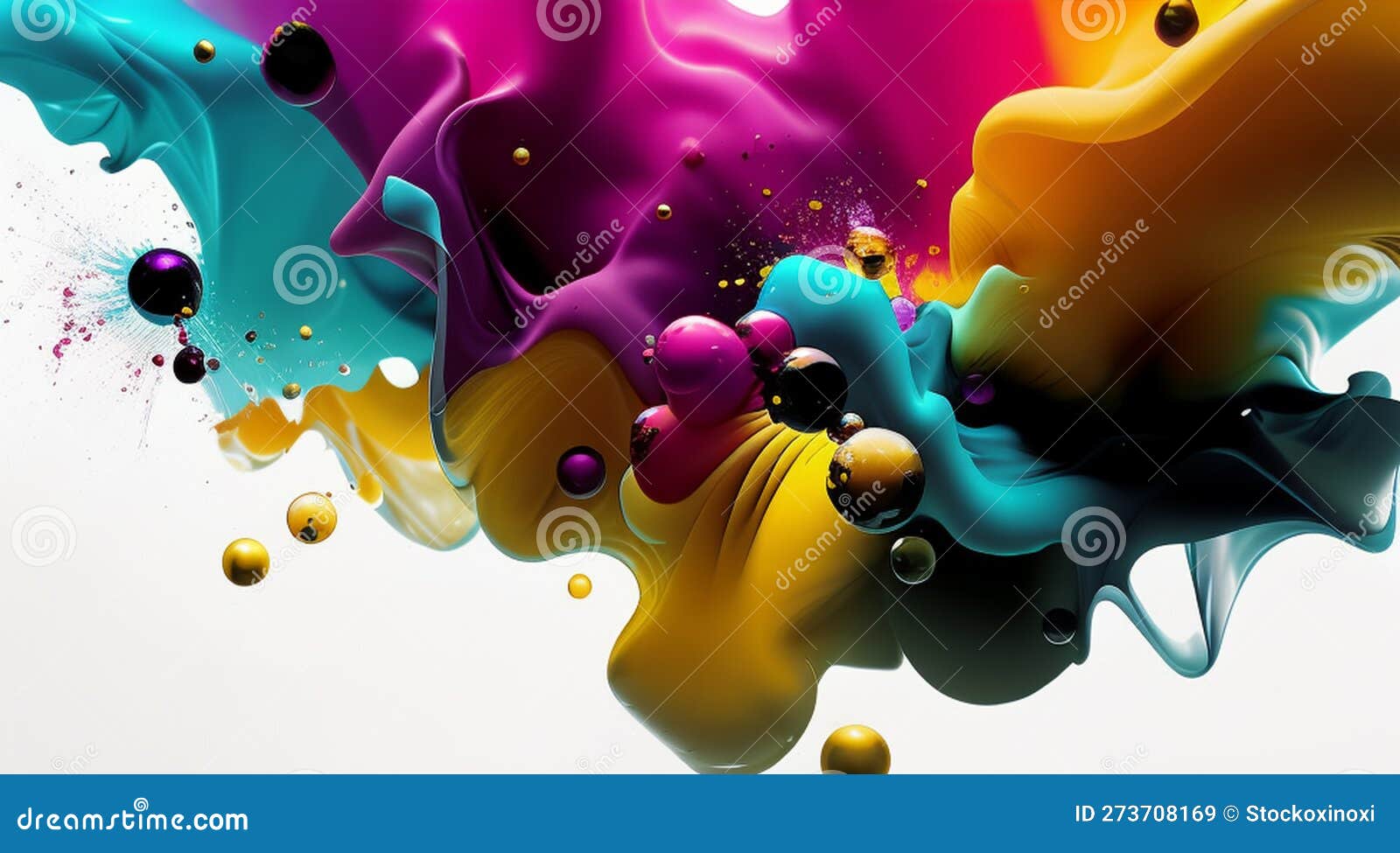 Fluid Color Splash Yellow Pink Cyan Blue Stock Illustration ...