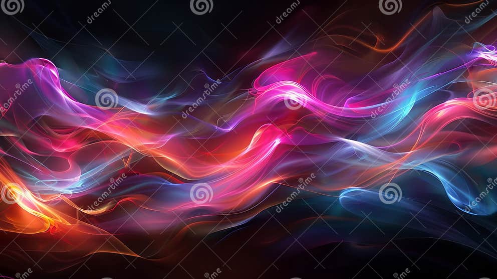 Fluid Color Waves in Motion Across a Starry Cosmic Background Create a Dynamic and Vibrant ...