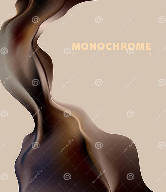 Fluid 3D Object. Monochrome Liquid Element on Light Background Stock ...