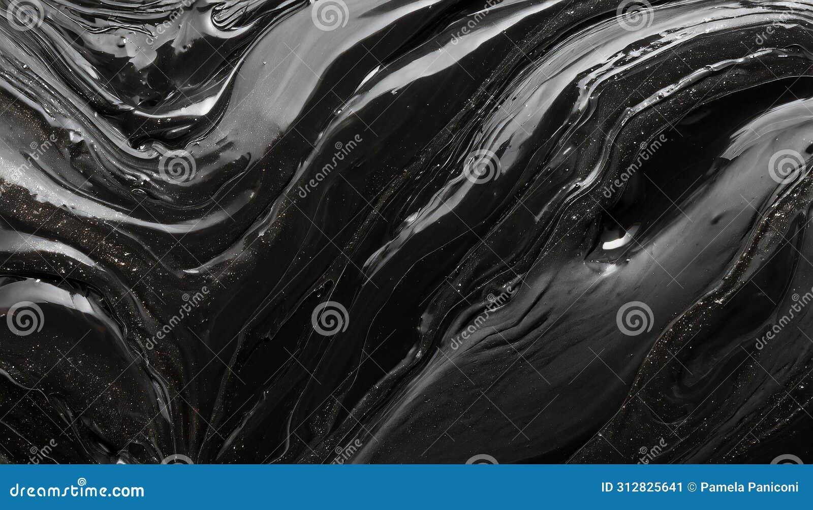 Fluid and Dense Black Paint. Full Screen Dark Glossy Acrylic Color ...
