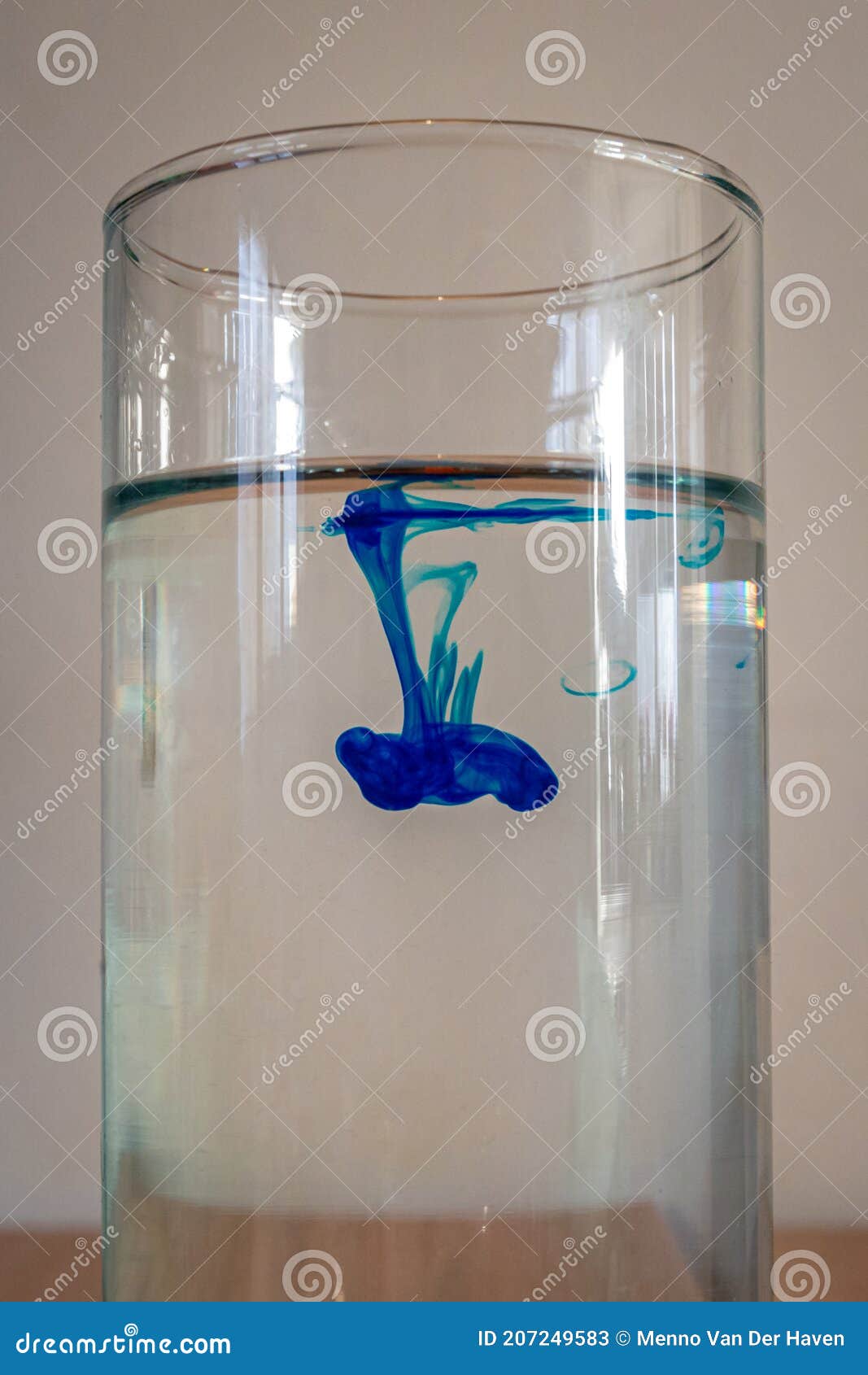 Fluid Dynamics Experiment Where a Drop of Blue Dye is Put in Water ...