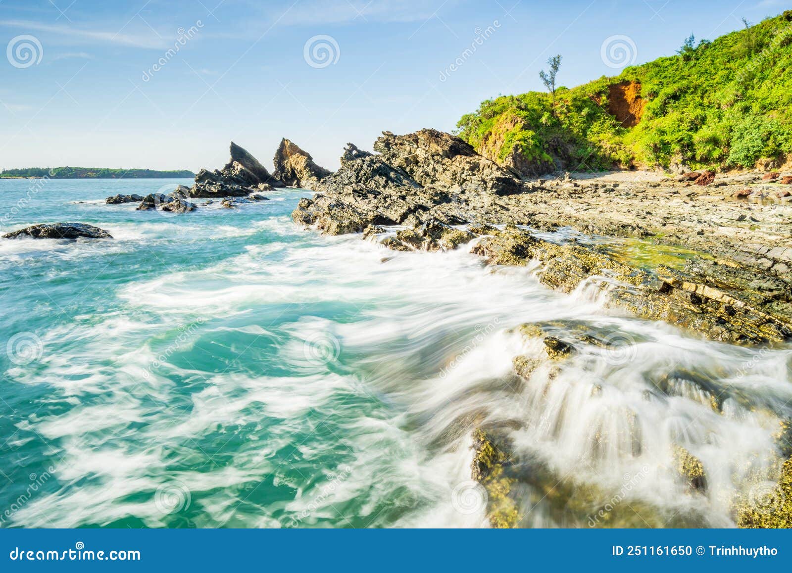 Waves on the Rocks in the Center of Vietnam Stock Photo - Image of flow ...