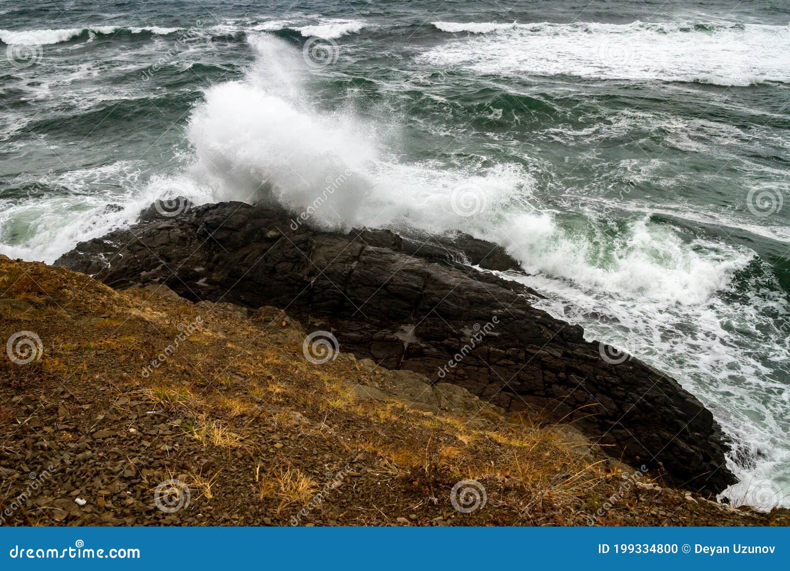 Wave Crushing on a Rocky Shore Stock Photo - Image of travel, depth ...
