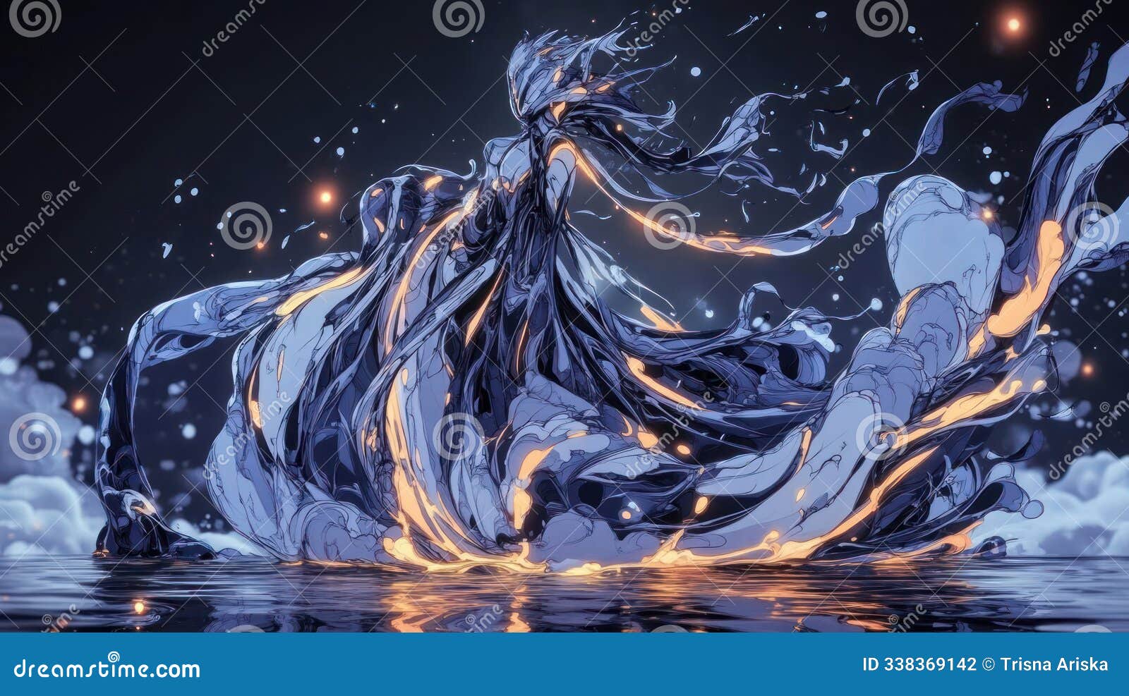 A Fluid, Ethereal Figure Emerges from Water, Blending Movement and ... A Fluid, Ethereal Figure Emerges from Water, Blending Movement and ...
