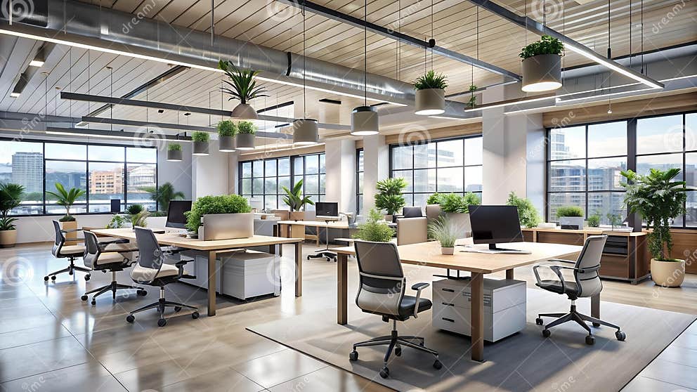 Fluid Flow a Seamless Open Plan Office with Integrated AI Generative AI ...