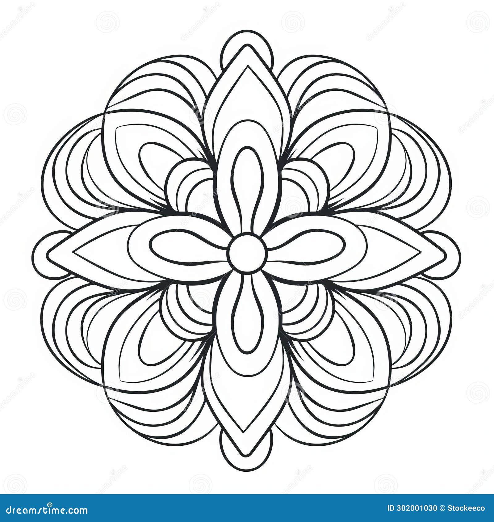 Fluid and Flowing Mandala Design: Printable Coloring Pages Stock ...