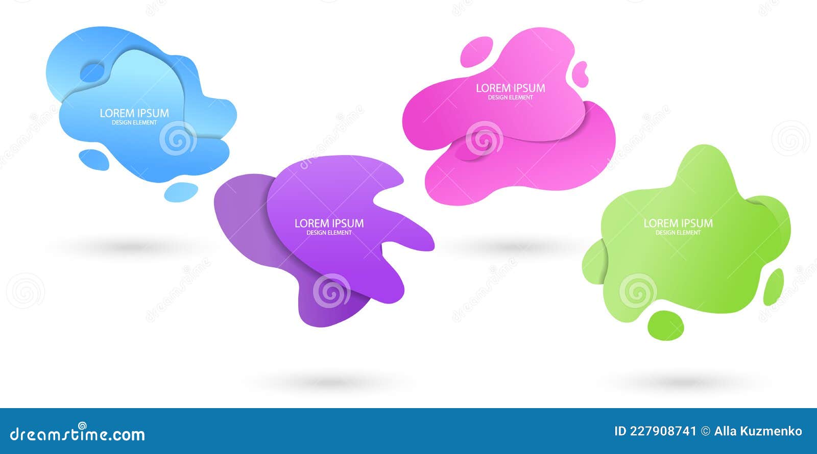 Fluid Frame Isolated on White Background. Set of Abstract Liquid Shapes ...