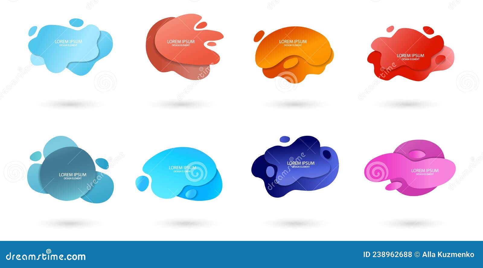 Fluid Frame Isolated on White Background. Set of Abstract Liquid Shapes ...