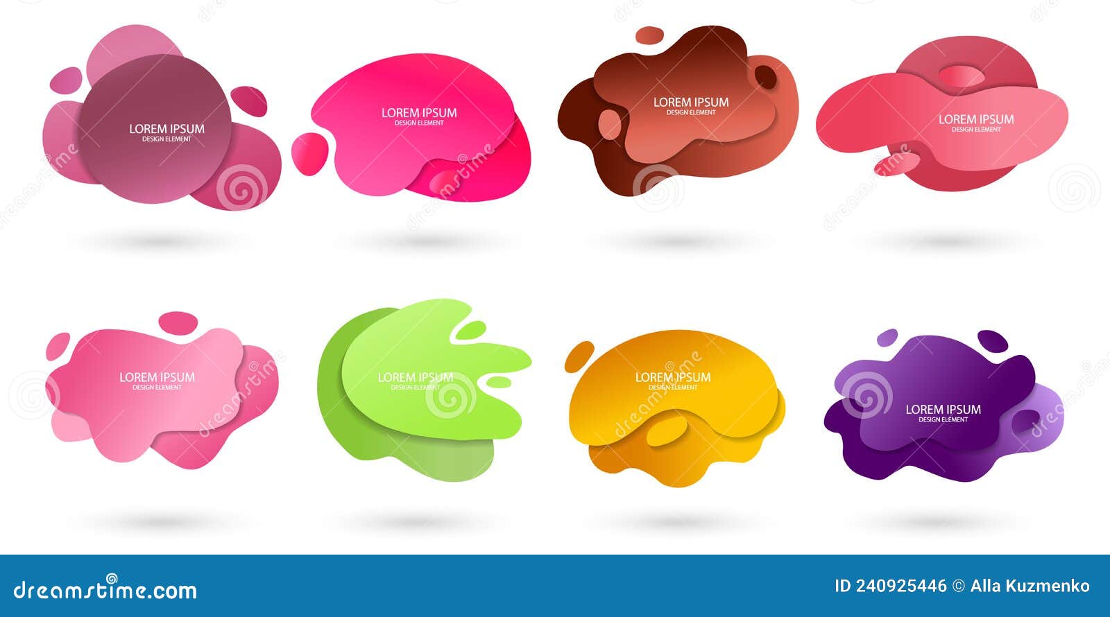 Fluid Frame Isolated on White Background. Set of Abstract Liquid Shapes ...