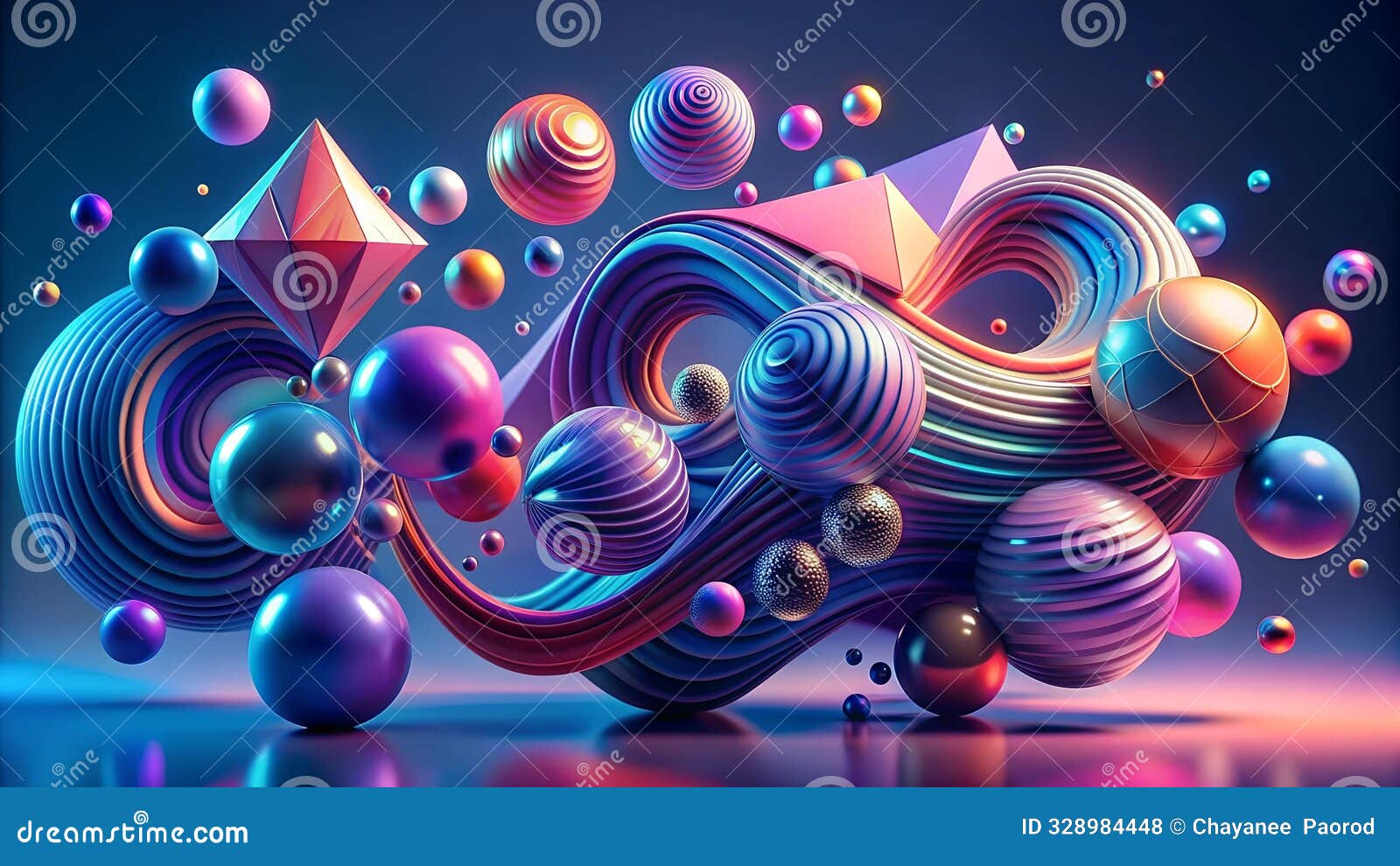 Fluid Geometry: a Dance of Color and Form in 3D Space AI Generated ...