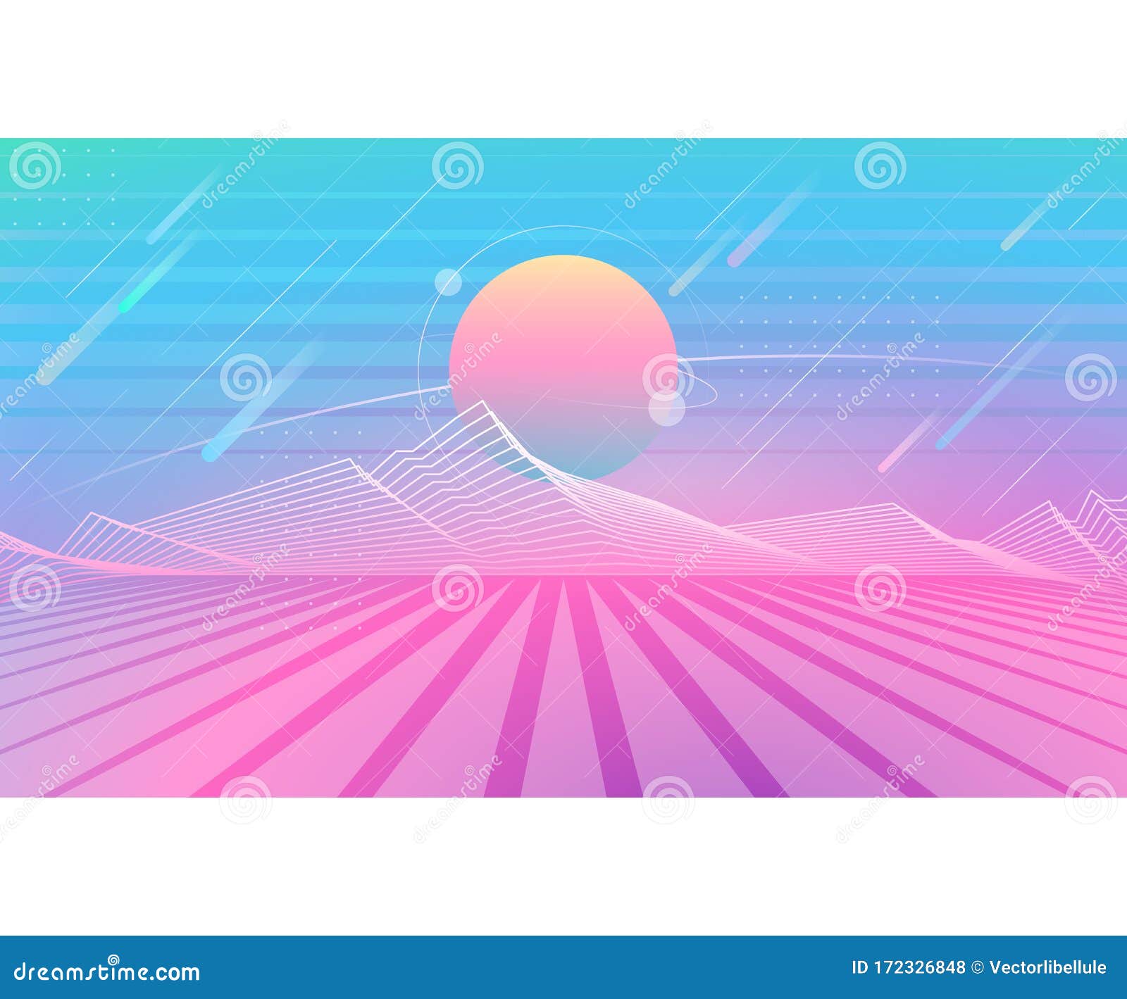 Fluid Gradients Landing Web Page Header with Space Landscape, Abstract ...