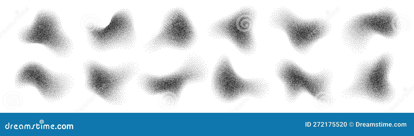 Fluid Halftone Shapes, Abstract Liquid Stipple Forms, Black Splatter ...