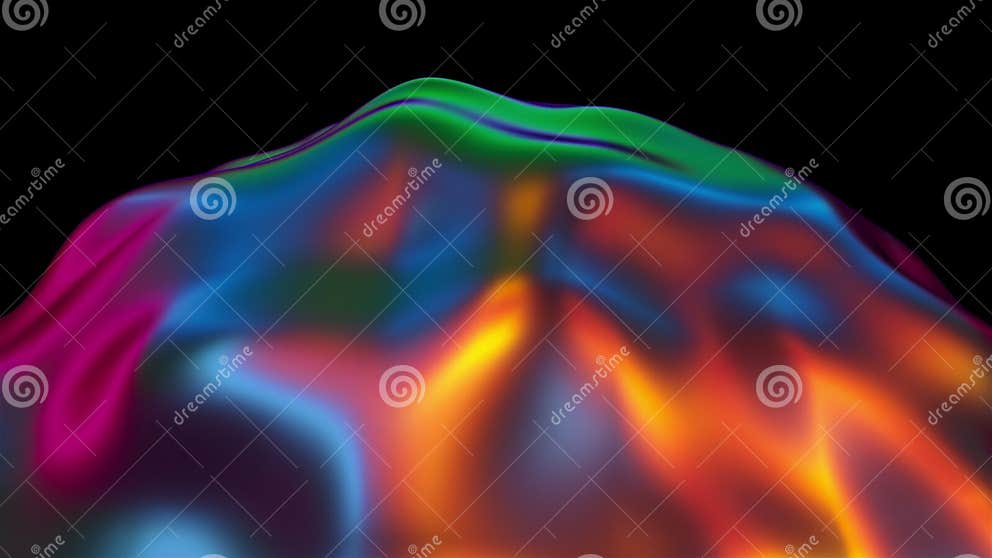 Fluid Iridescent Blob with a Bumpy Surface, Computer Generated, 3d Rendering Abstract Backdrop ...