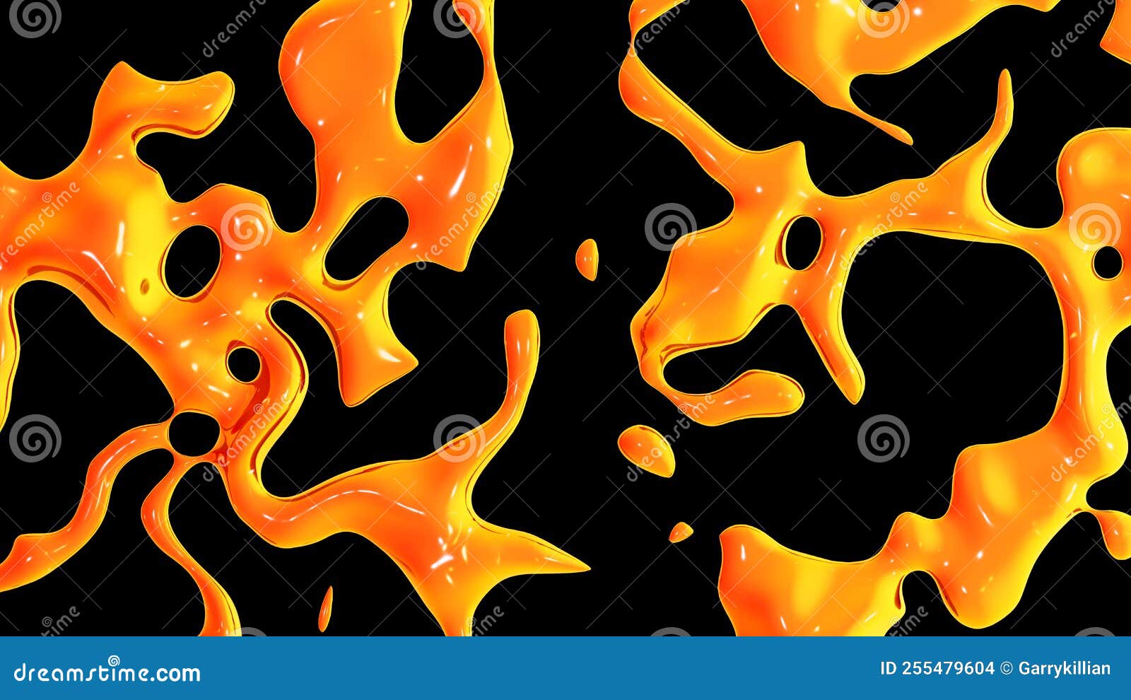 Fluid Metallic Drops Y2k Orange Background. Dynamic Iridescent ...
