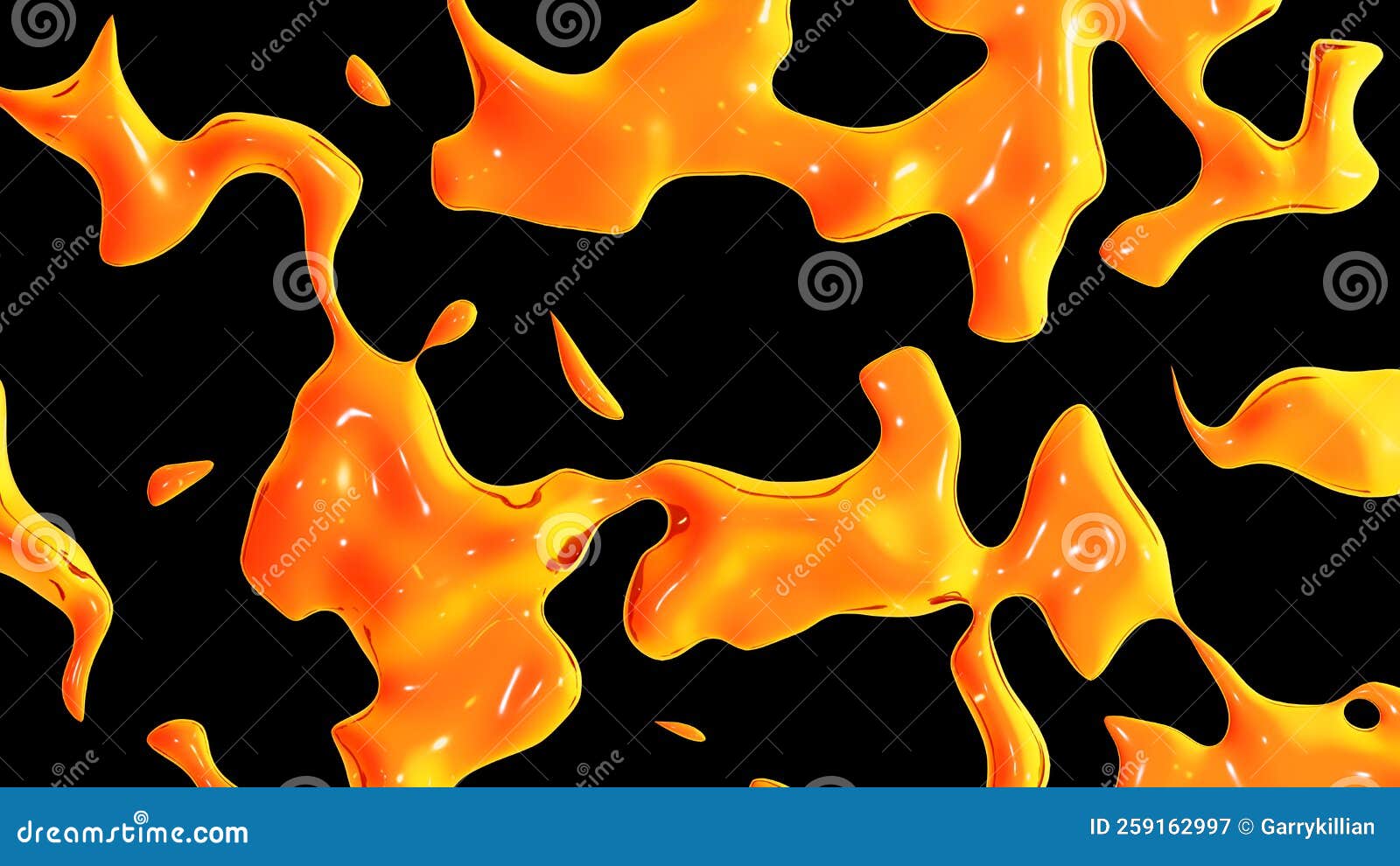 Fluid Metallic Drops Y2k Orange Background. Dynamic Iridescent ...