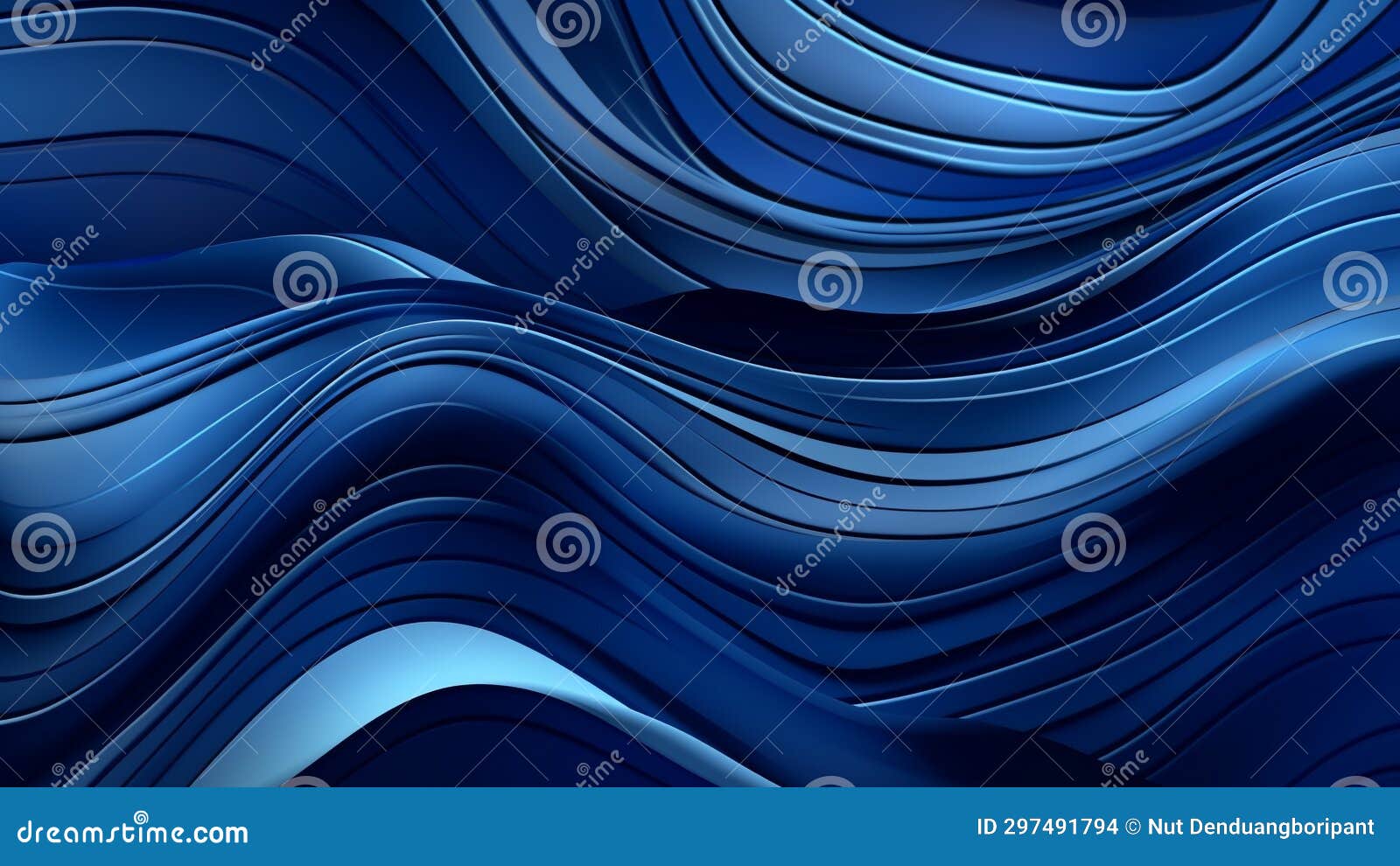 Fluid Midnight Blue and Silver Grey Waves Abstract Pattern Stock ...
