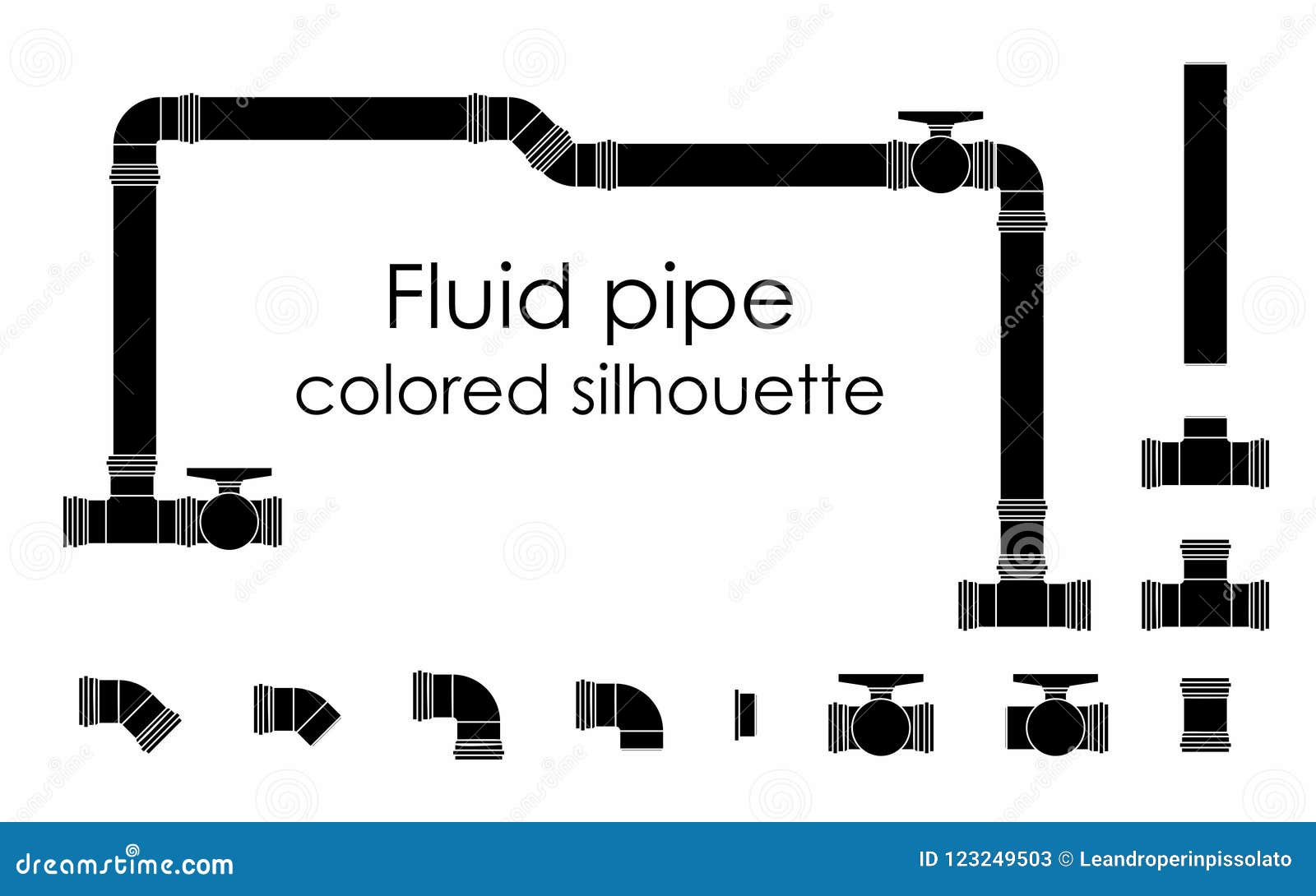 Fluid pipe black fill stock vector. Illustration of building - 123249503