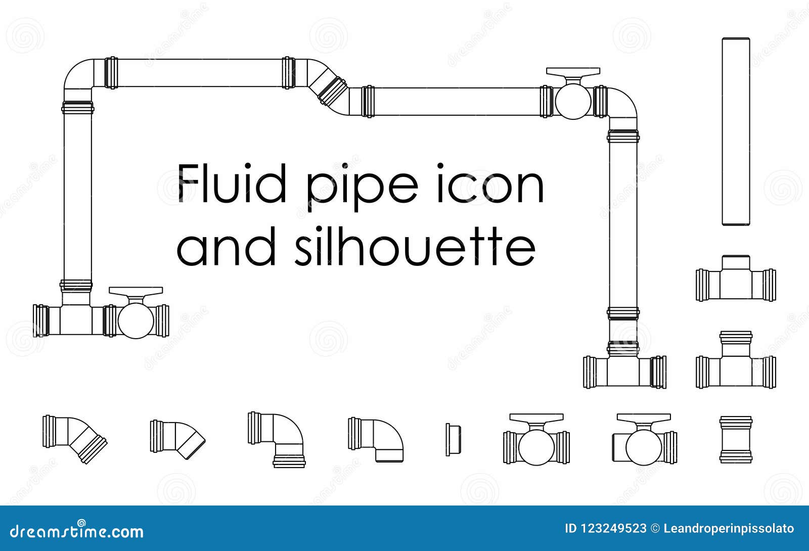 Fluid pipe outline only. stock vector. Illustration of open - 123249523