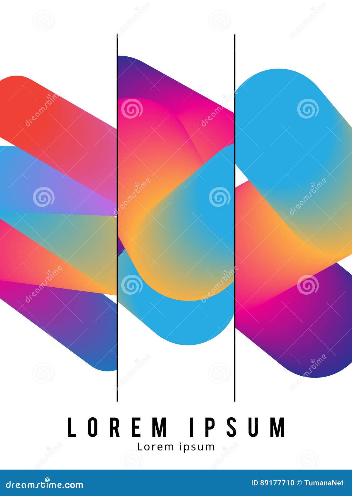 Fluid Poster in Colorful Modern Style with Abstract Elements. Template ...