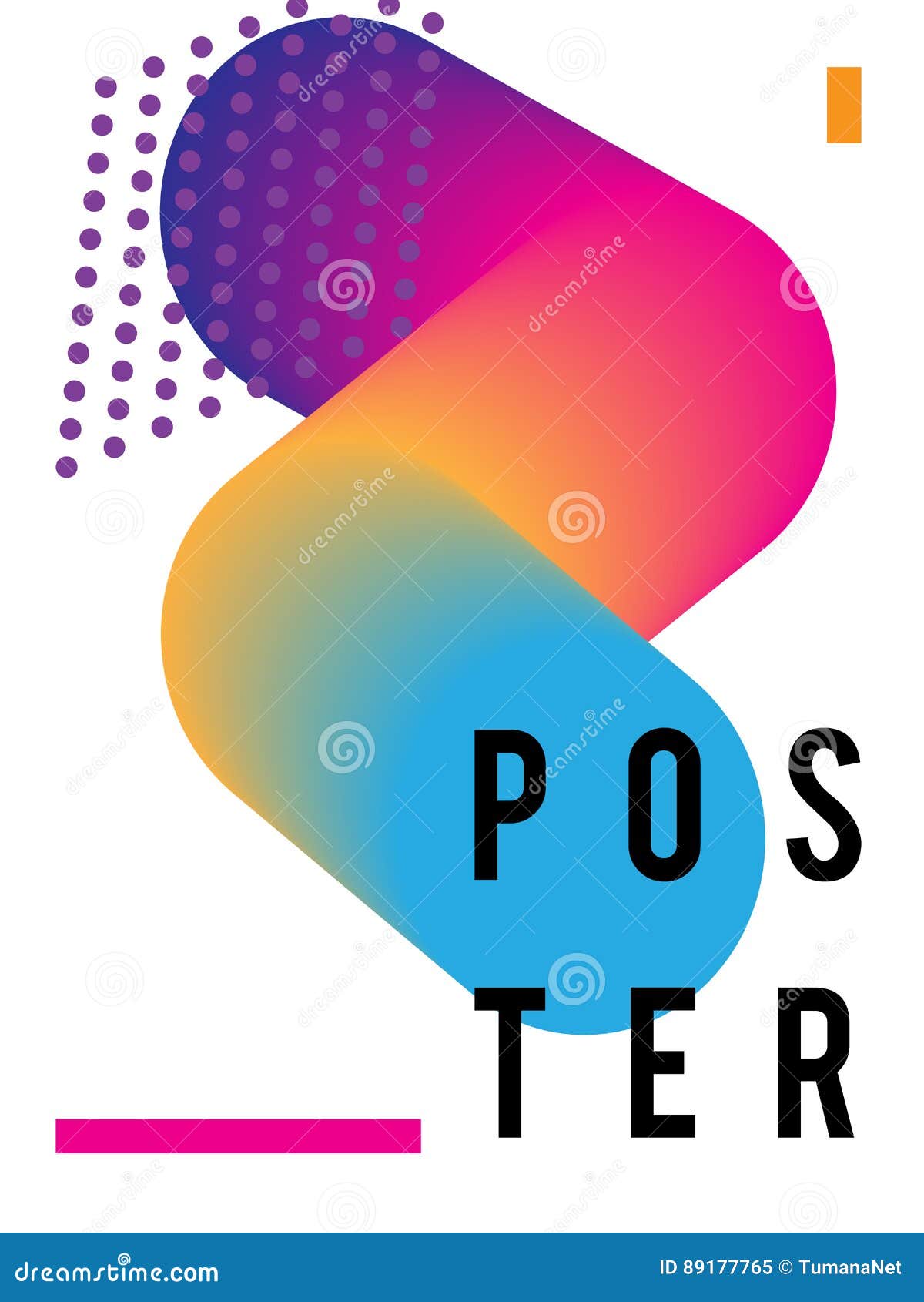 Fluid Poster in Colorful Modern Style with Abstract Elements. Template ...