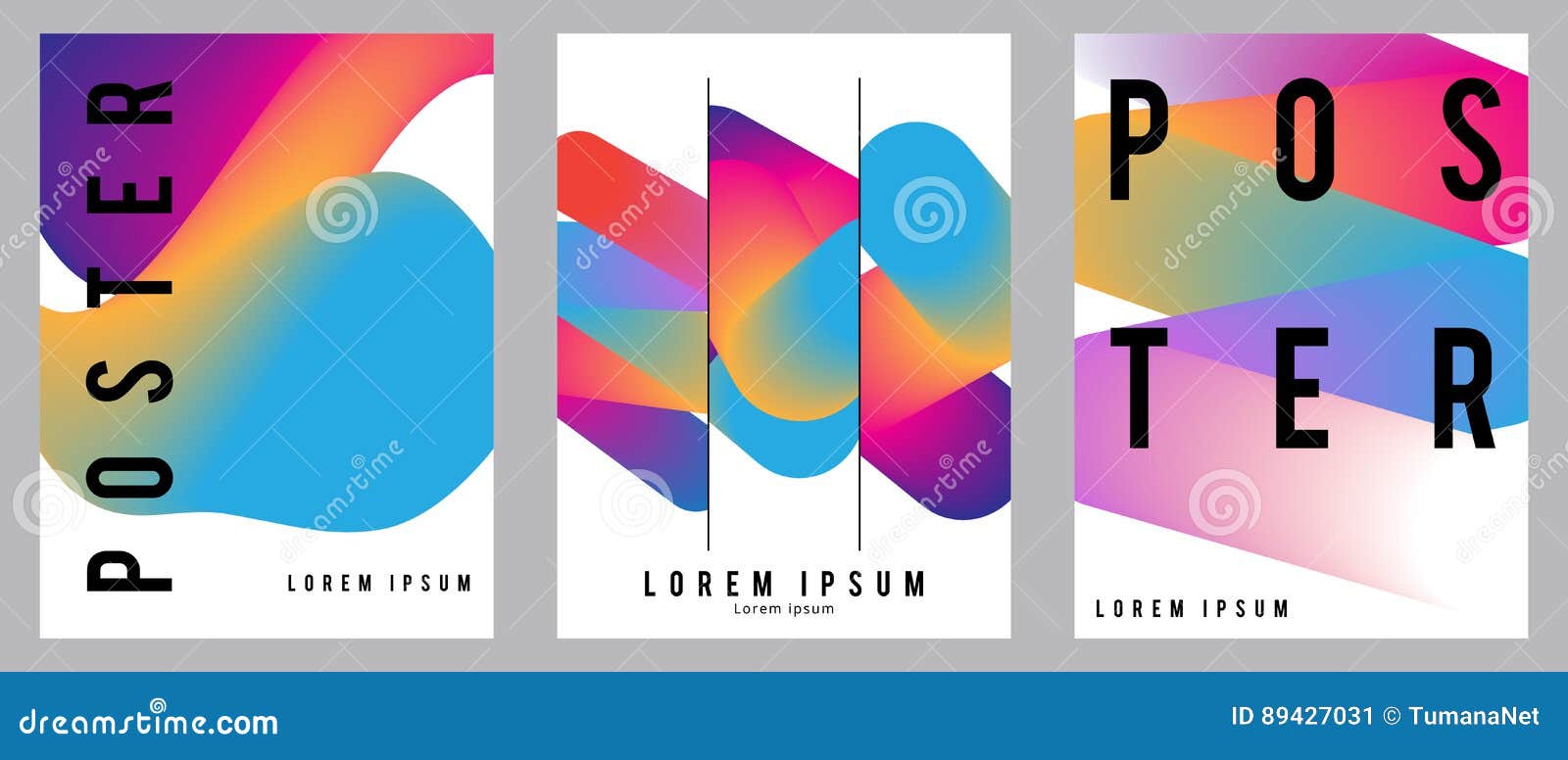 Fluid Posters Set in Colorful Modern Style with Abstract Elements ...