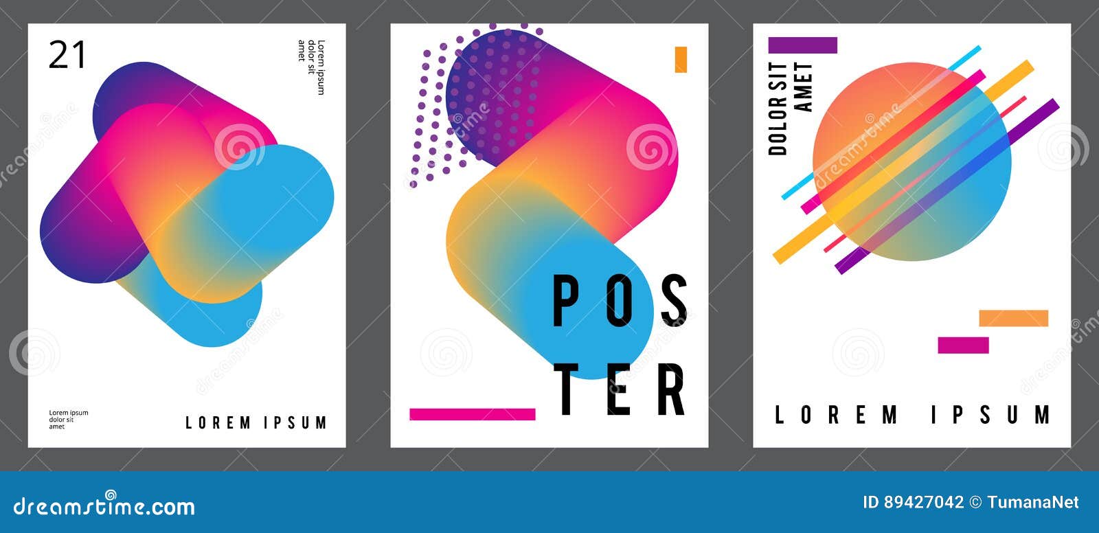 Fluid Posters Set in Colorful Modern Style with Abstract Elements ...