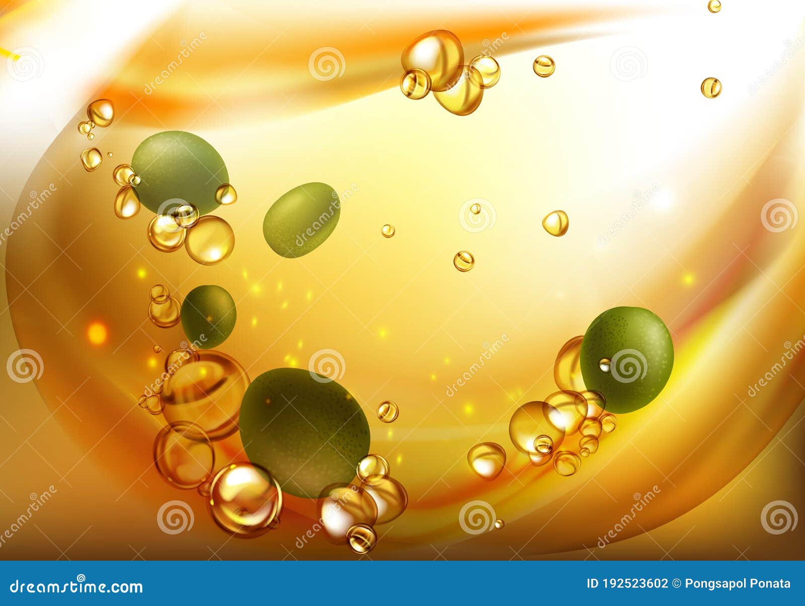 Olive Drop. Natural Branch With Splashes Of Transparent Oil Vector ...