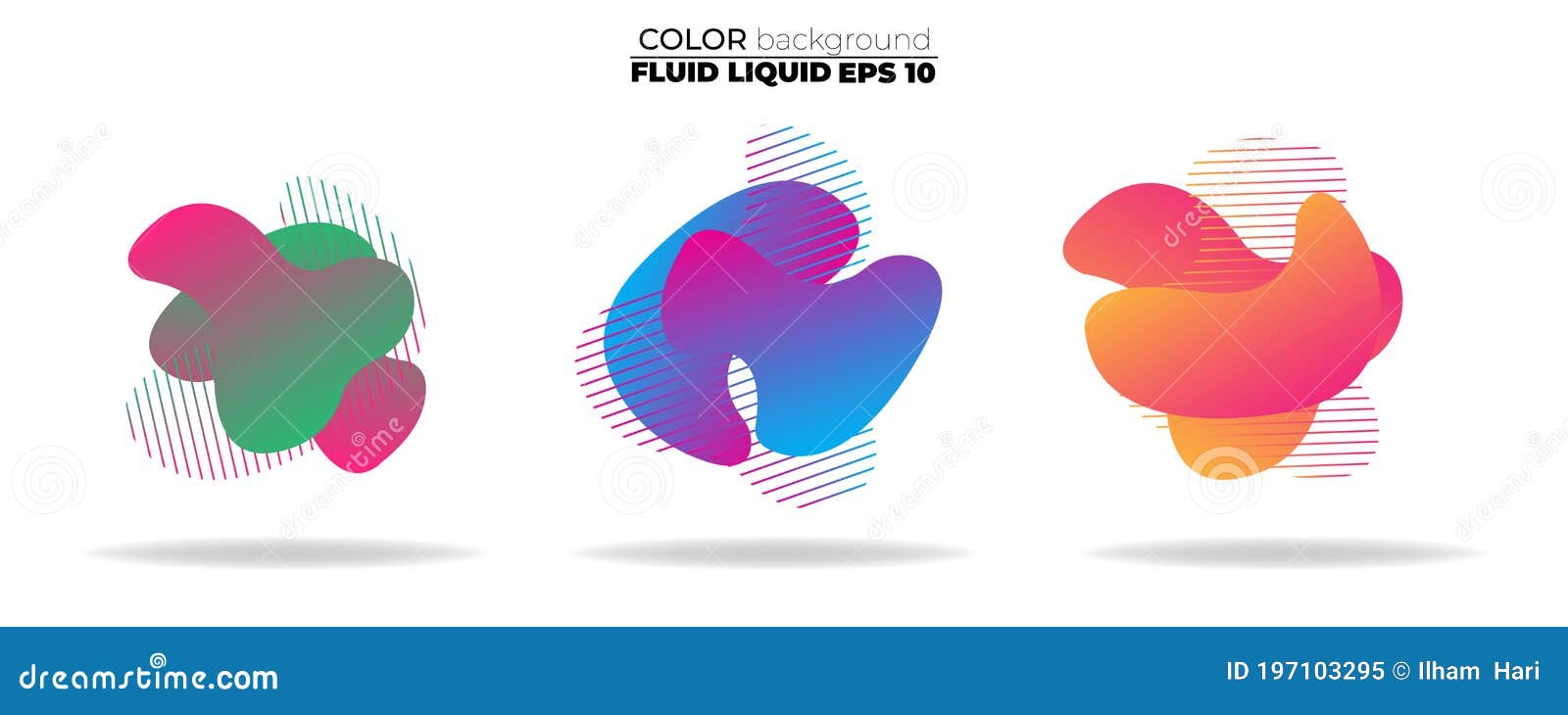 Fluid Shape Vector Set. Gradient Liquid with Neon Colors, Stock Vector ...